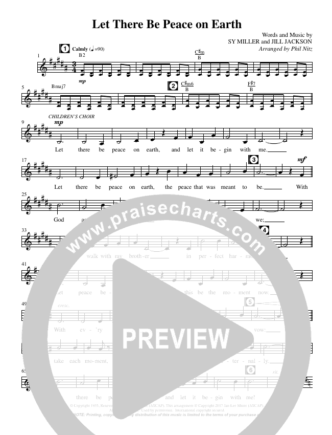Let There Be Peace On Earth (Choral) Choir Sheet (SATB) - Brentwood ...