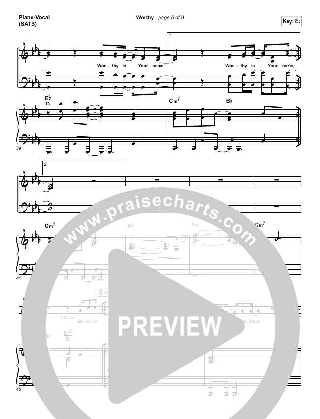 Worthy Lead Sheet & Piano/Vocal - Elevation Worship | PraiseCharts