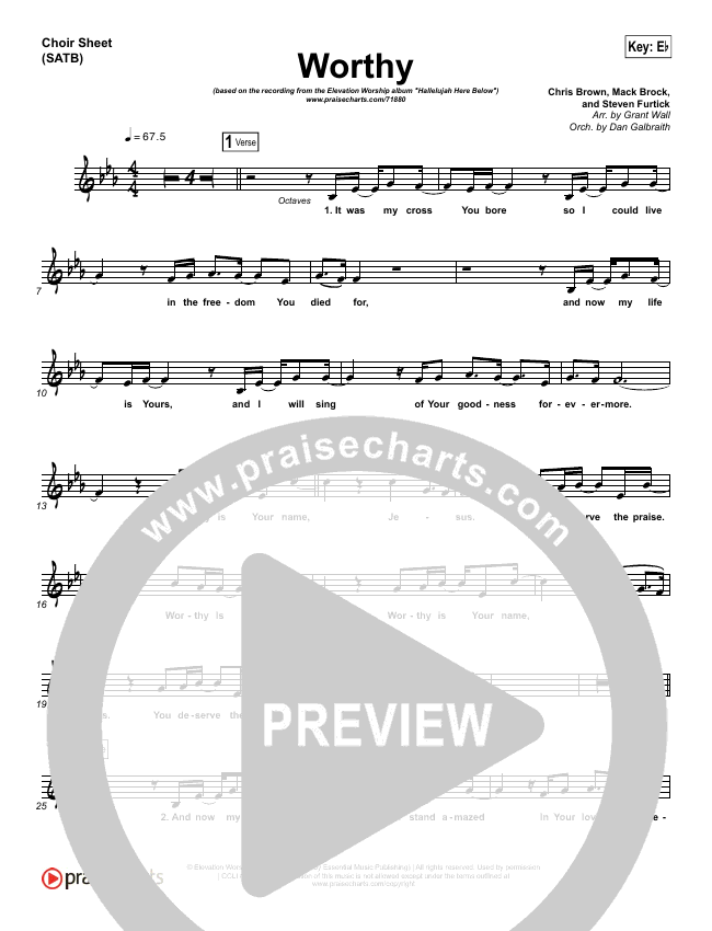 Worthy Sheet Music (Elevation Worship) - PraiseCharts