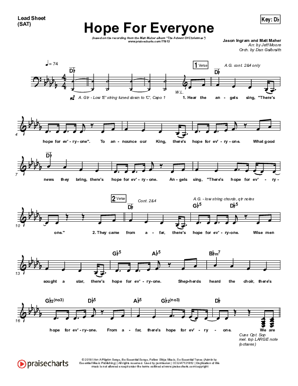 Hope For Everyone Sheet Music PDF (Matt Maher) - PraiseCharts