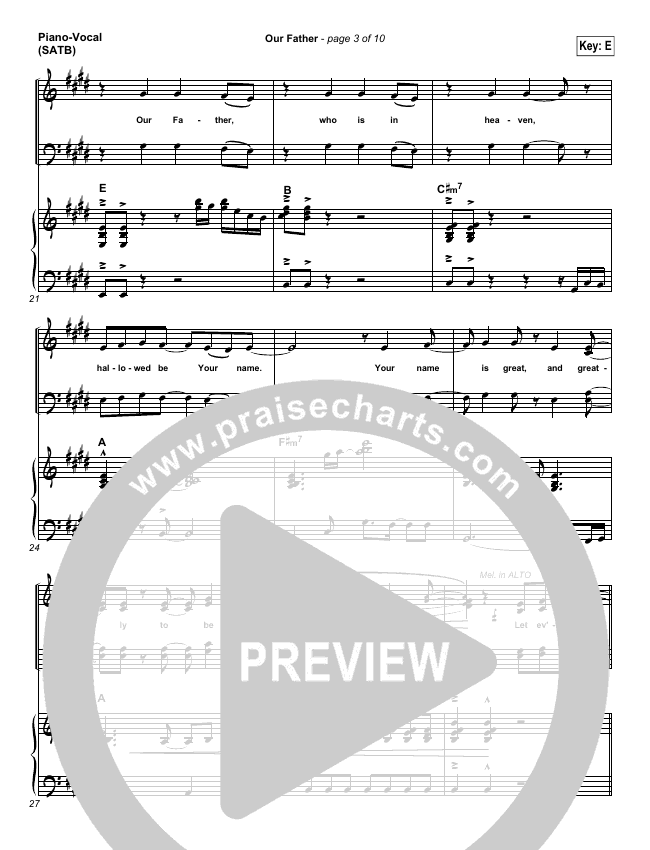 Our Father Sheet Music PDF (BJ Putnam) - PraiseCharts