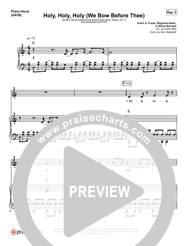 Holy Holy Holy (We Bow Before Thee) Sheet Music PDF (Shane & Shane ...