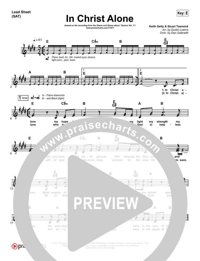 In Christ Alone Sheet Music (Shane & Shane / The Worship Initiative ...