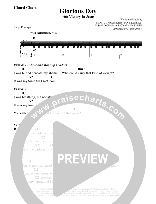 Glorious Day (with Victory In Jesus) (Choral) Chords - Brentwood-Benson ...