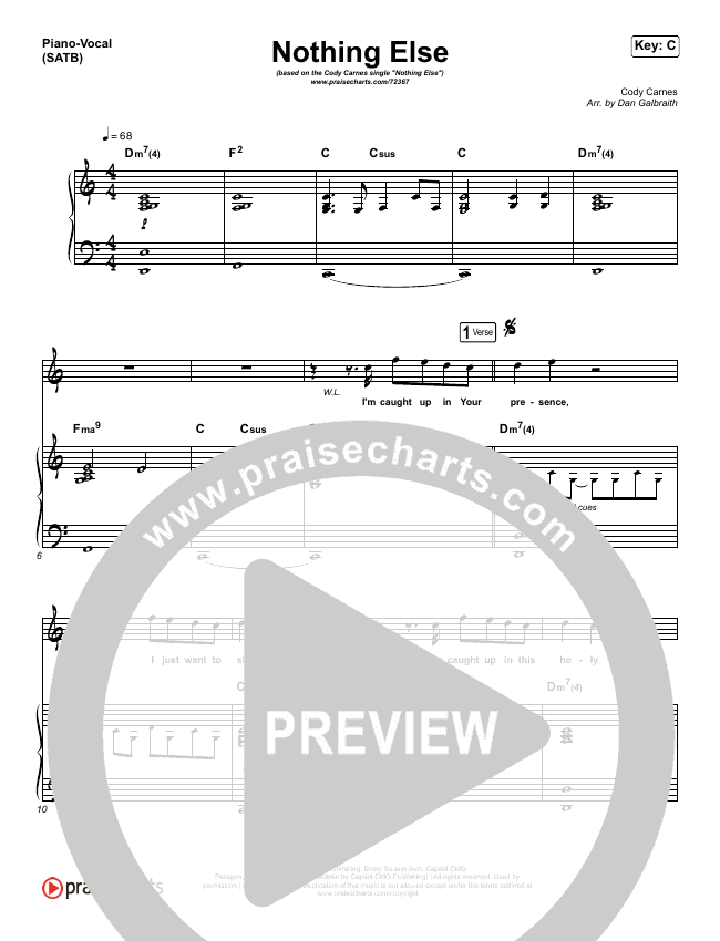 Nothing Else Sheet Music (Cody Carnes) - PraiseCharts