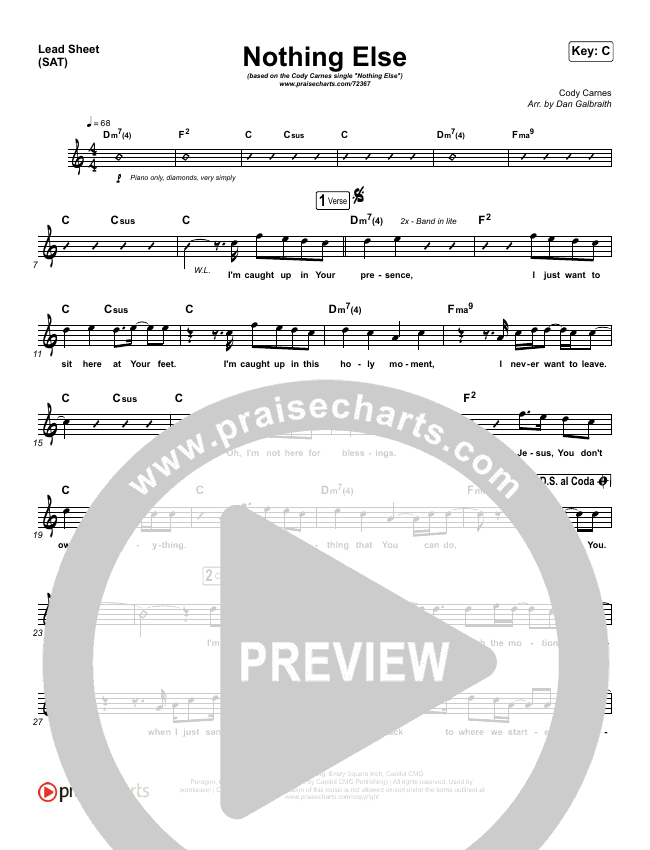 Nothing Else Sheet Music (Cody Carnes) - PraiseCharts