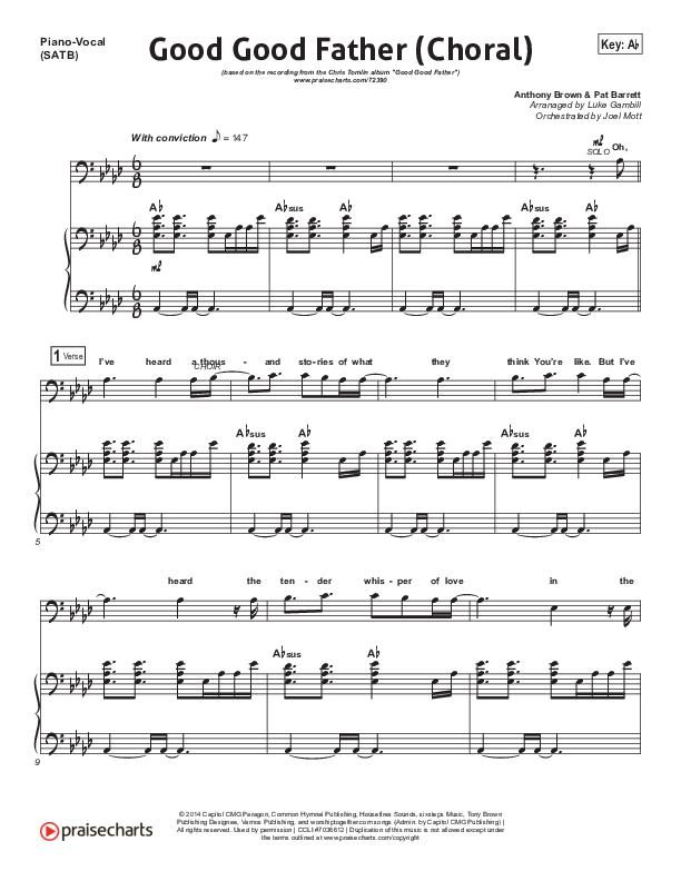 Good Good Father (Choral Anthem SATB) Sheet Music PDF (Chris Tomlin ...