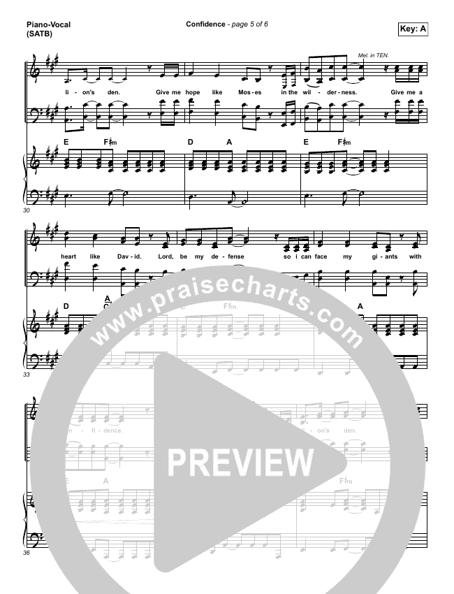 Confidence Lead Sheet & Piano/Vocal - Sanctus Real | PraiseCharts