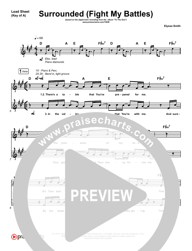 Surrounded (Fight My Battles) Sheet Music PDF (UPPERROOM / Elyssa Smith ...