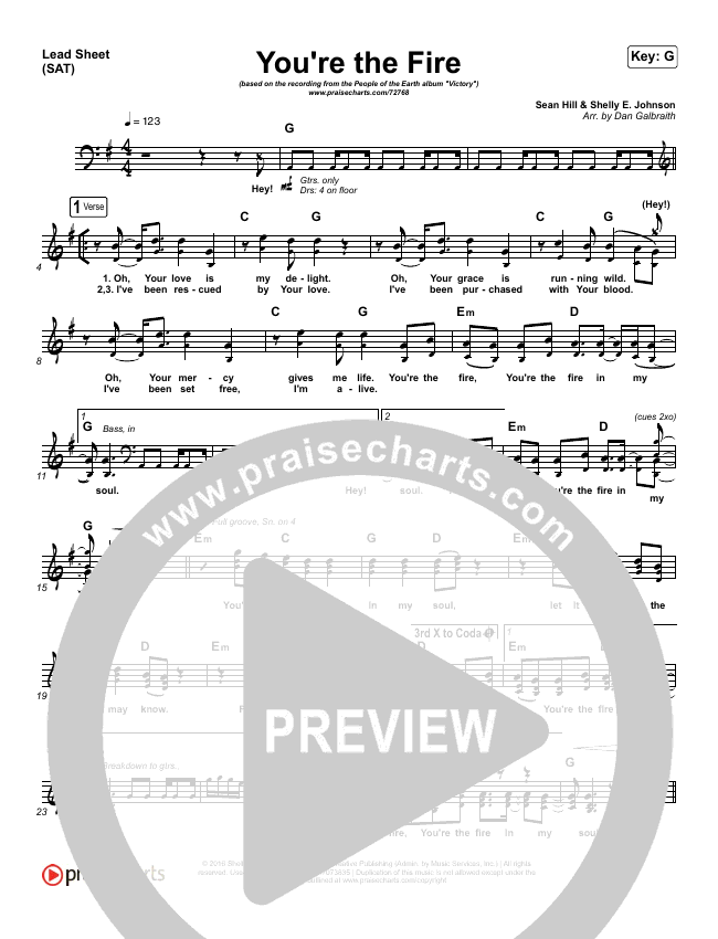 You're The Fire Sheet Music PDF (People of the Earth) - PraiseCharts