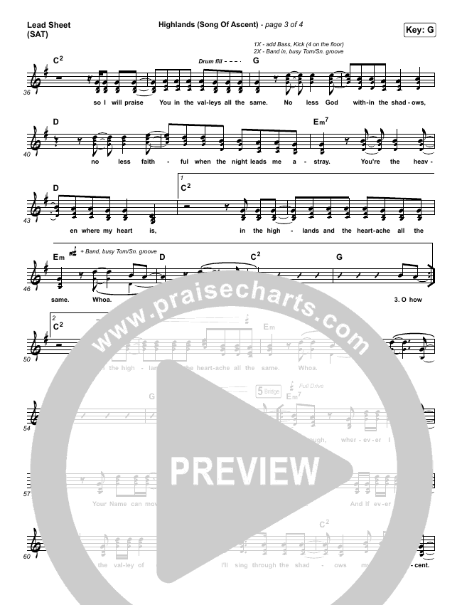 Highlands (Song Of Ascent) Sheet Music PDF (Hillsong UNITED) - PraiseCharts