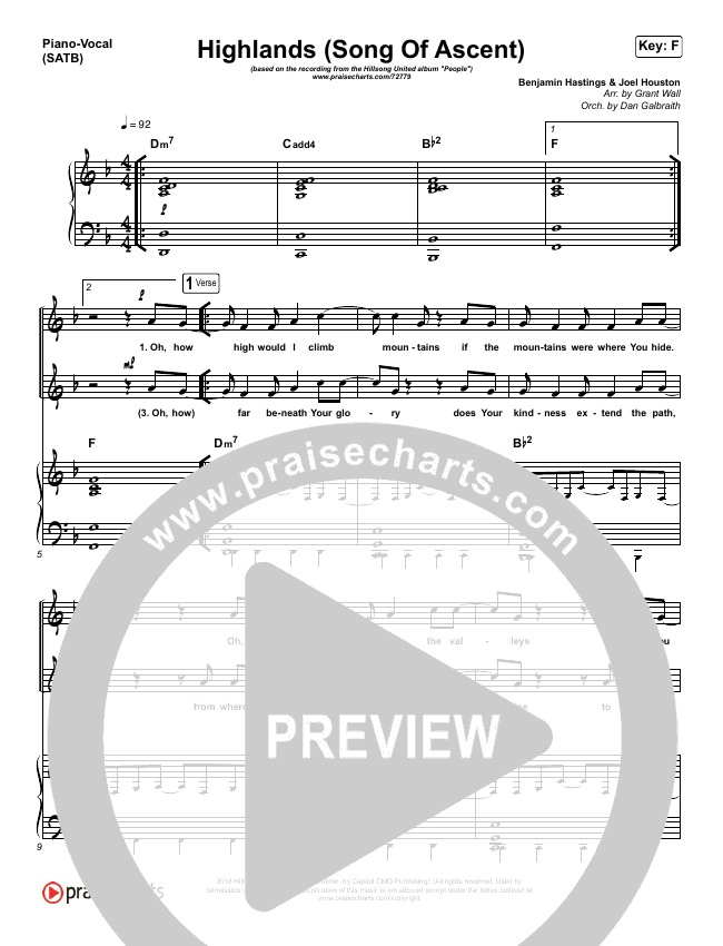 Highlands (Song Of Ascent) Sheet Music (Hillsong UNITED) - PraiseCharts