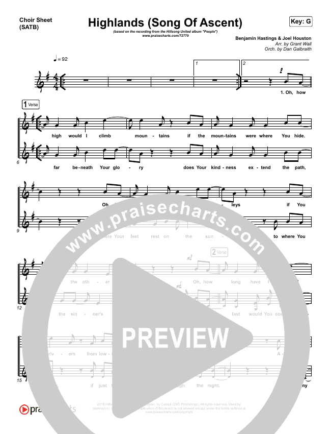 Highlands (Song Of Ascent) Sheet Music PDF (Hillsong UNITED) - PraiseCharts