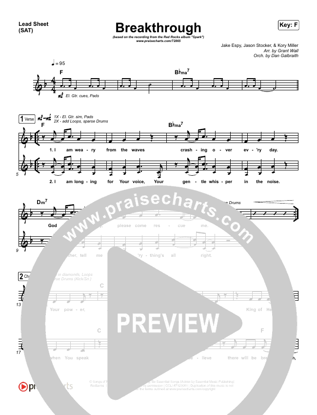 Breakthrough (Live) Sheet Music (Red Rocks Worship) - PraiseCharts