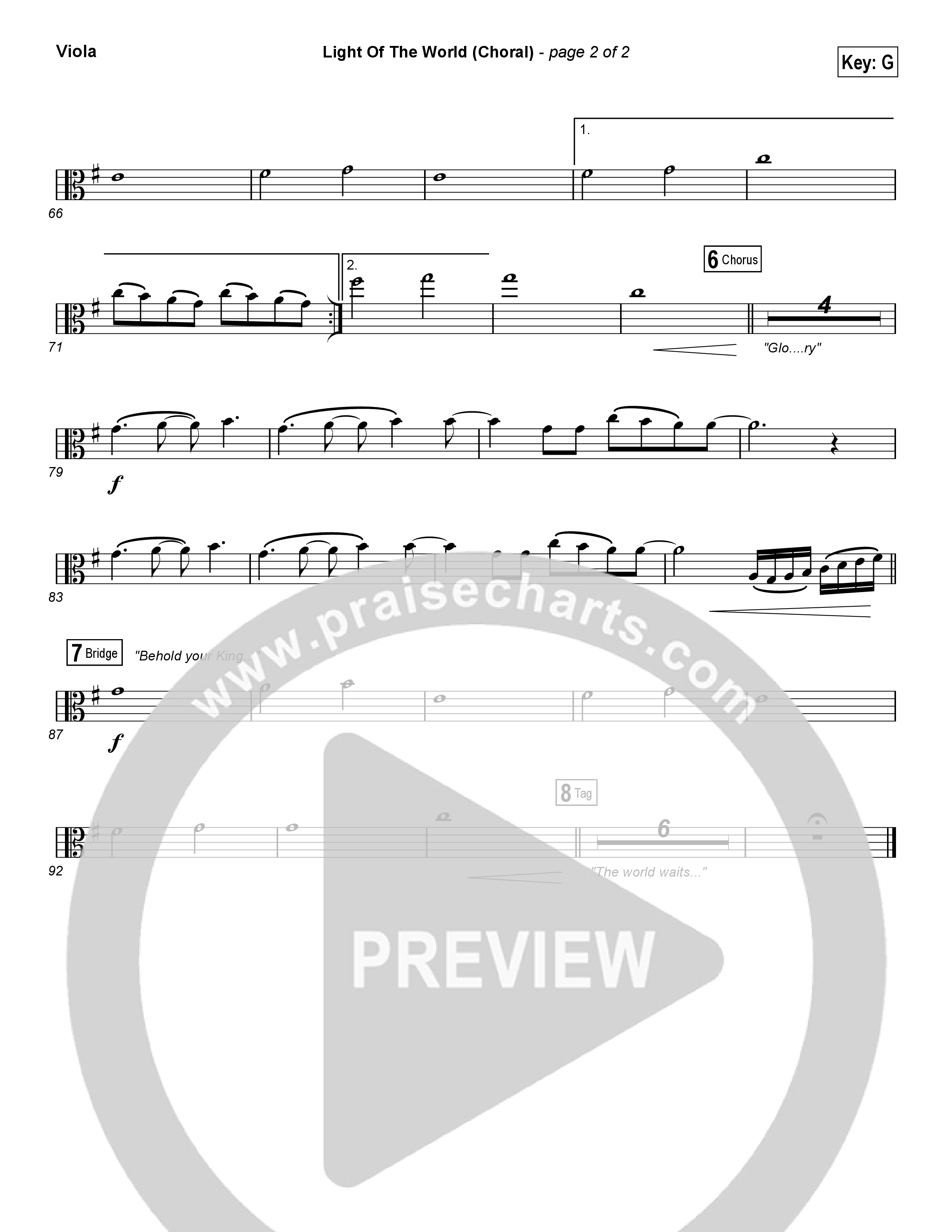 Light Of The World (Choral Anthem SATB) Viola Sheet Music PDF (Lauren Daigle / Arr. Luke Gambill ...