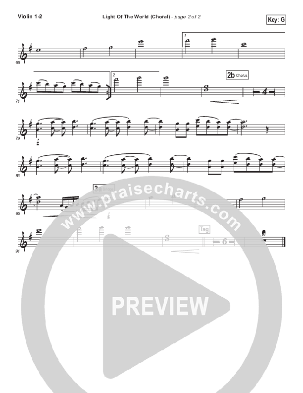 Light Of The World (Choral Anthem SATB) Violin Sheet Music PDF (Lauren Daigle / Arr. Luke ...