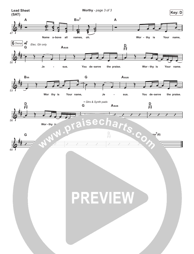 Worthy (Paradoxology) Sheet Music (Elevation Worship) - PraiseCharts