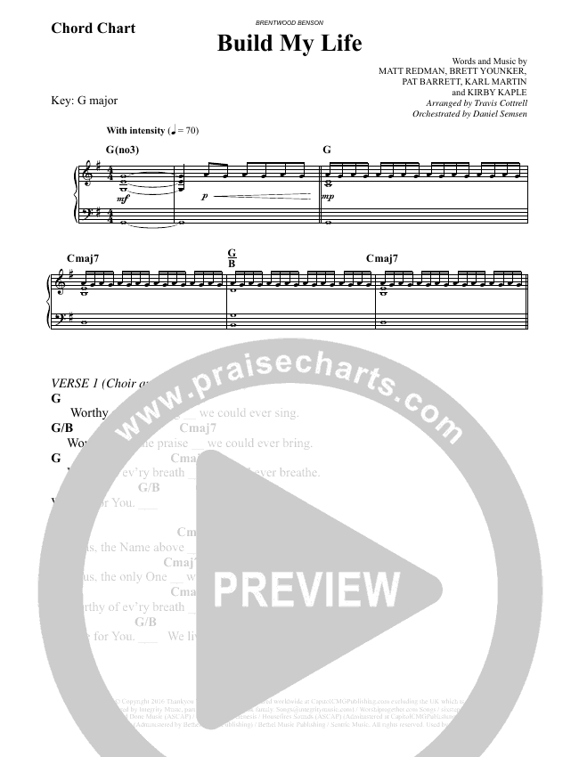 Build My Life (Choral) Chords PDF (Brentwood Benson Choral / Pat ...