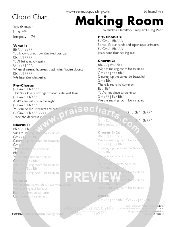 Making Room Chords PDF (Inland Hills Church) - PraiseCharts
