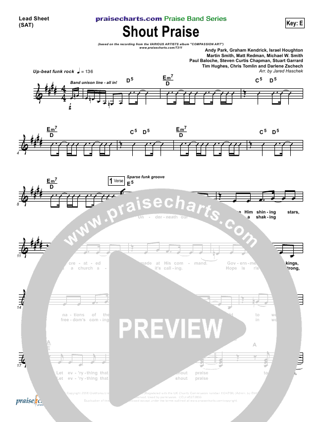 Shout Praise Sheet Music PDF (Israel Houghton / Darlene Zschech ...