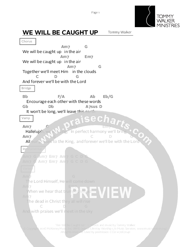 We Will Be Caught Up Chords PDF (Tommy Walker) - PraiseCharts