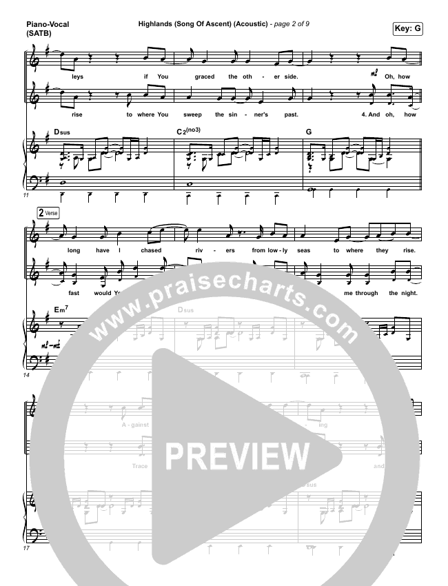 Highlands (Song Of Ascent) (Acoustic) Sheet Music (Hillsong UNITED ...