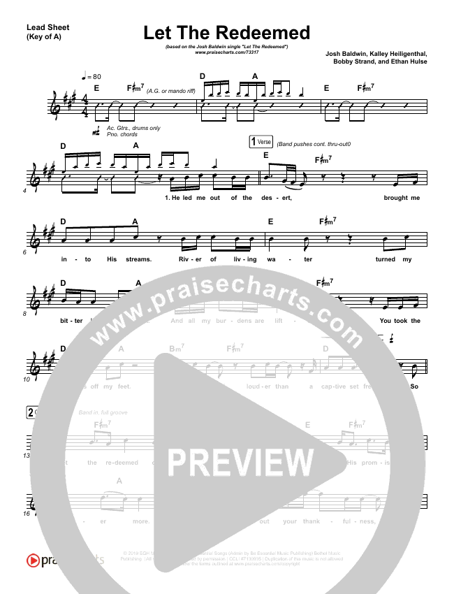 Let The Redeemed Sheet Music PDF (Josh Baldwin) - PraiseCharts