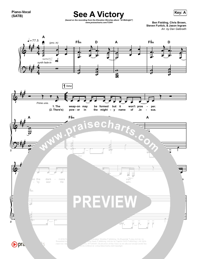 See A Victory Sheet Music PDF (Elevation Worship) - PraiseCharts