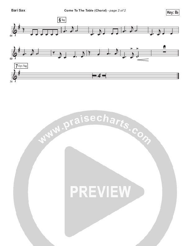Come To The Table Choral Anthem Satb Bari Sax Sheet Music Pdf