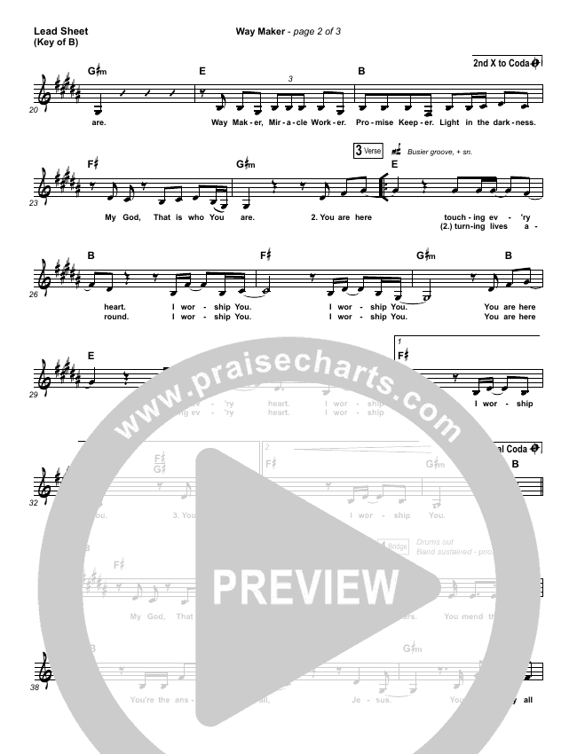 Way Maker Sheet Music PDF (Sinach) - PraiseCharts