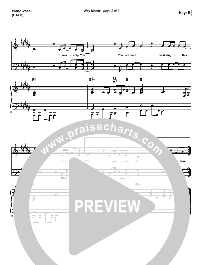Way Maker Sheet Music PDF (Sinach) - PraiseCharts