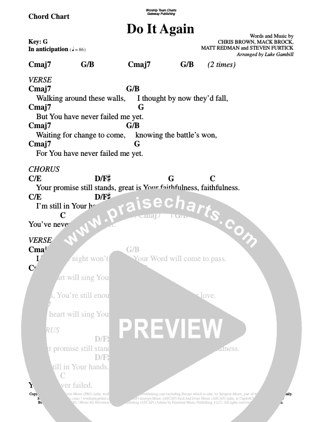 Do It Again Chords (WorshipTeam.tv) - PraiseCharts