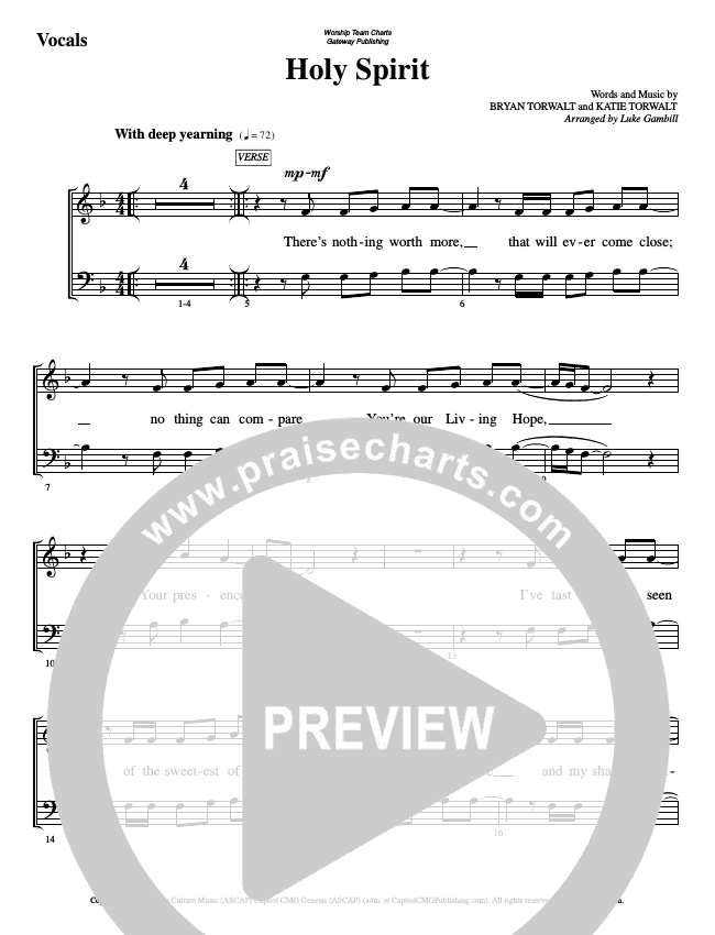 Holy Spirit Sheet Music (WorshipTeam.tv) - PraiseCharts