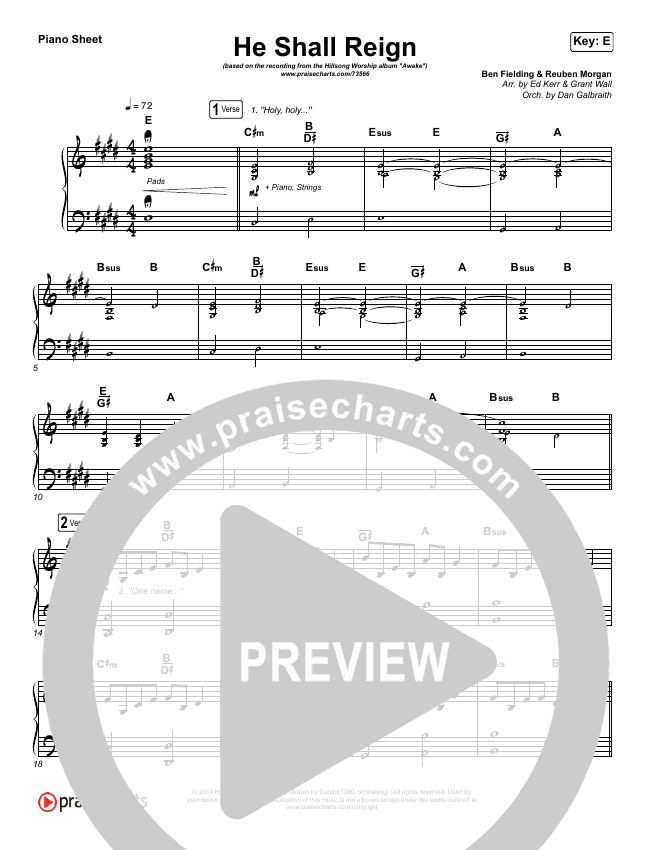 He Shall Reign Sheet Music PDF (Hillsong Worship) - PraiseCharts
