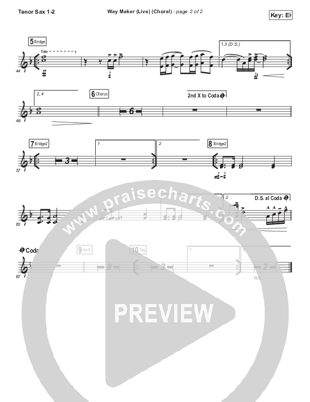 Way Maker (Choral Anthem SATB) Tenor Sax Sheet Music PDF (Leeland / Arr ...