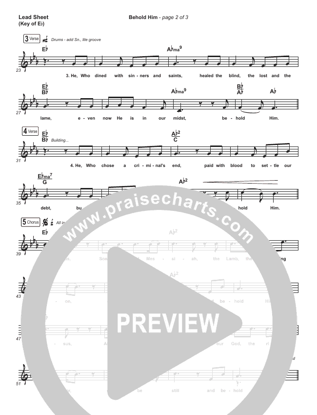 Behold Him Sheet Music PDF (Paul Baloche / Kim Walker-Smith) - PraiseCharts