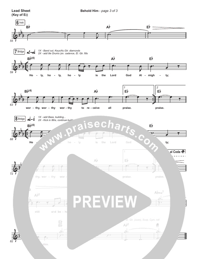 Behold Him Sheet Music PDF (Paul Baloche / Kim Walker-Smith) - PraiseCharts