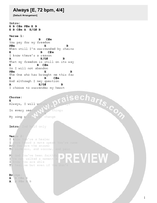 Always Chords PDF (Pursue Worship) - PraiseCharts