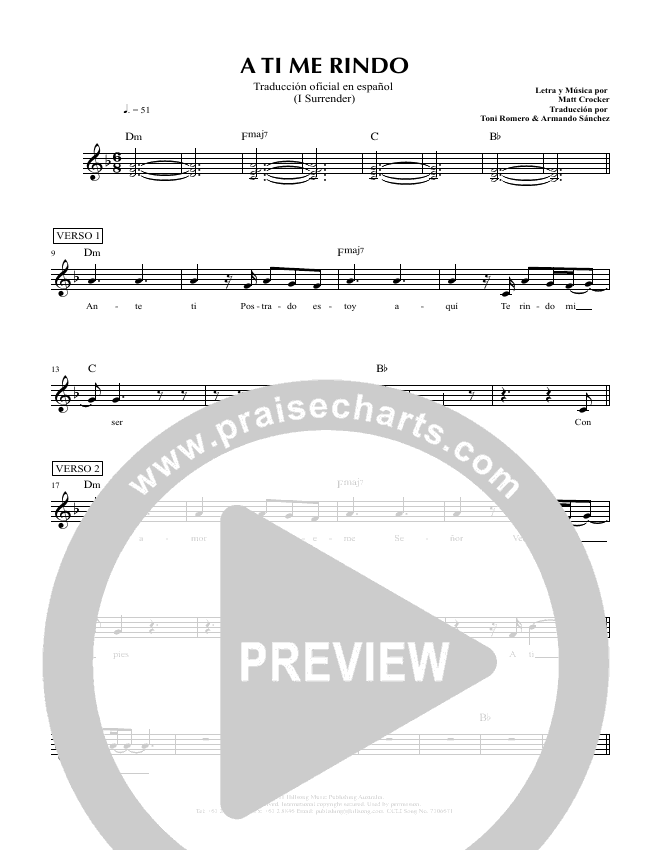 A Ti Me Rindo (I Surrender) Sheet Music PDF (Hillsong en Espanol ...