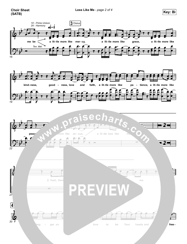 Less Like Me Sheet Music PDF (Zach Williams) - PraiseCharts