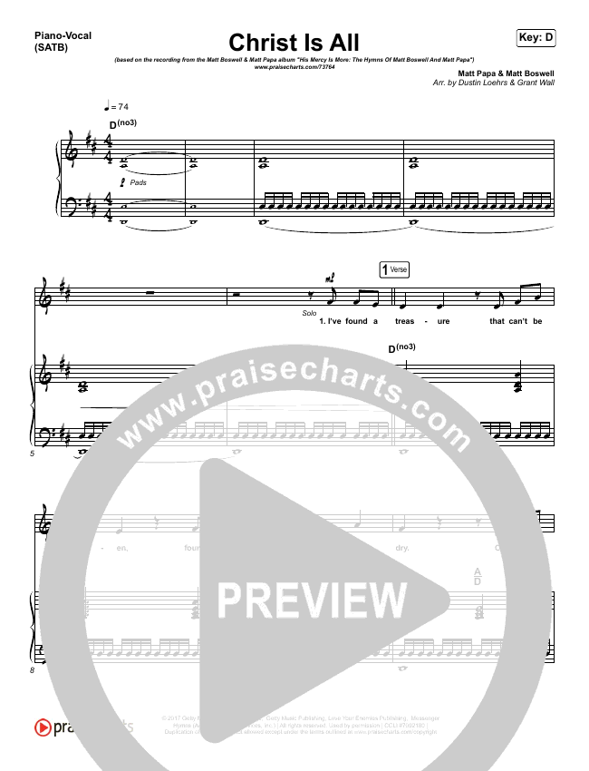Christ Is All Sheet Music PDF (Matt Boswell / Matt Papa) - PraiseCharts