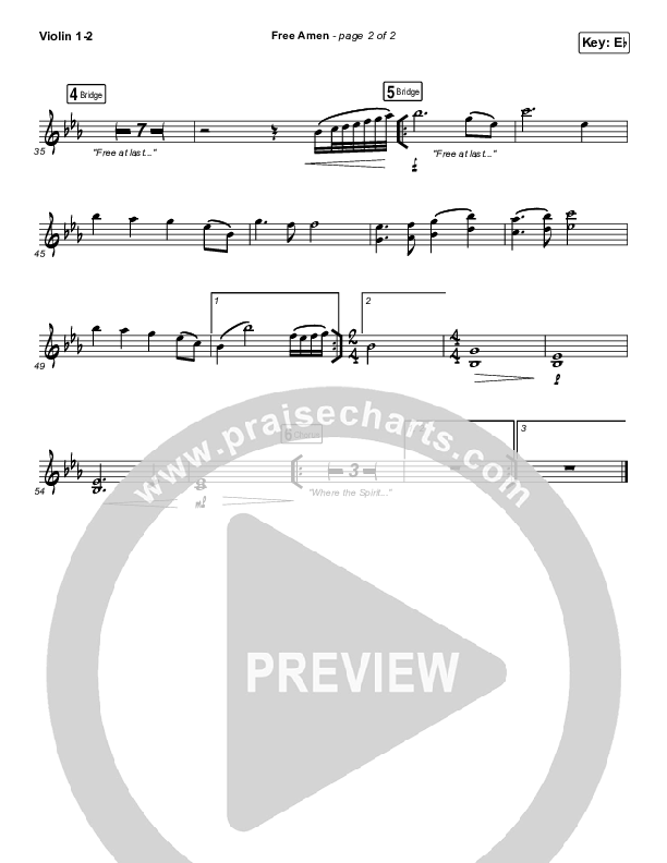 Free Amen Violin Sheet Music PDF (We The Kingdom) - PraiseCharts
