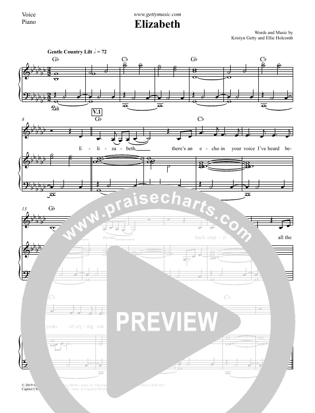 Elizabeth Sheet Music PDF (Ellie Holcomb / Keith & Kristyn Getty ...
