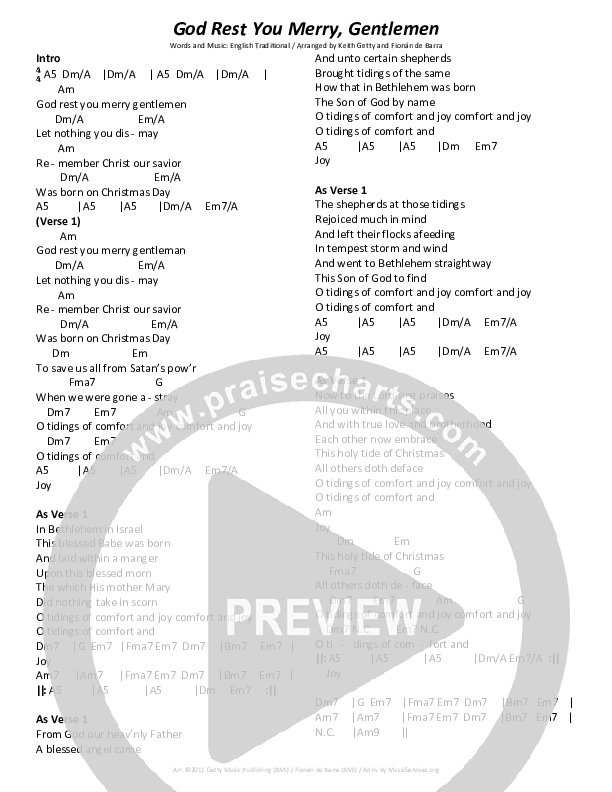 God Rest Ye Merry Gentlemen Chords PDF (Keith & Kristyn Getty ...