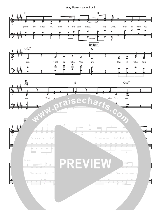 Way Maker (Simplified) Hymn Sheet (Leeland) - PraiseCharts
