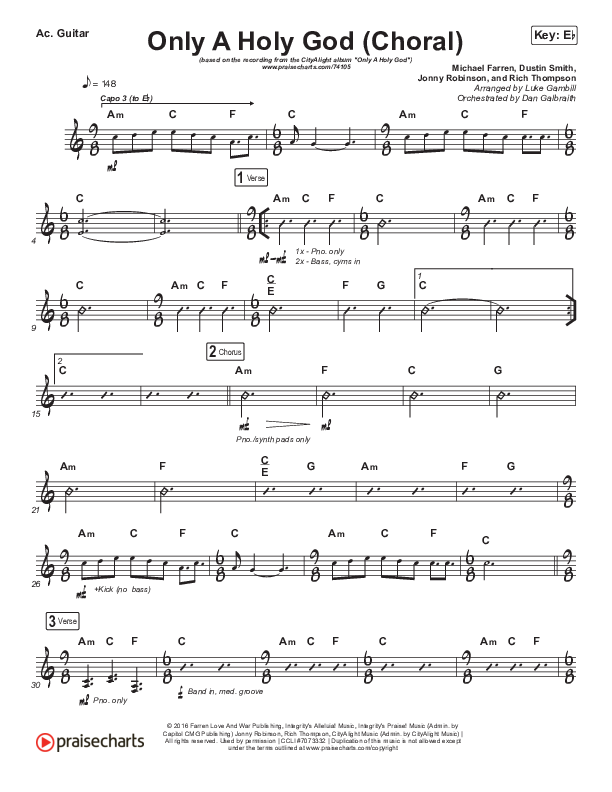 Only A Holy God (Choral Anthem SATB) Acoustic Guitar Sheet Music PDF ...
