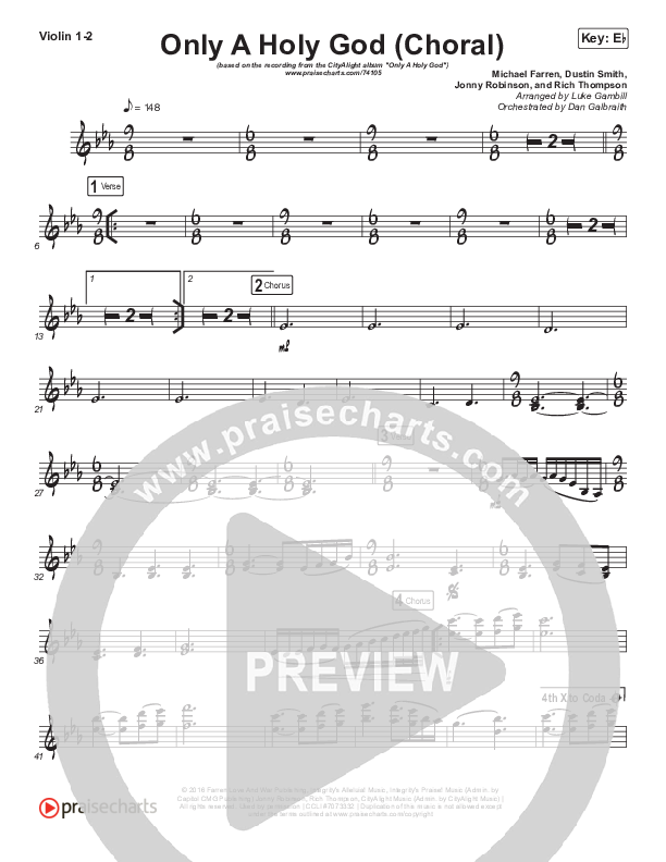 Only A Holy God (Choral Anthem SATB) Violin Sheet Music PDF (CityAlight ...