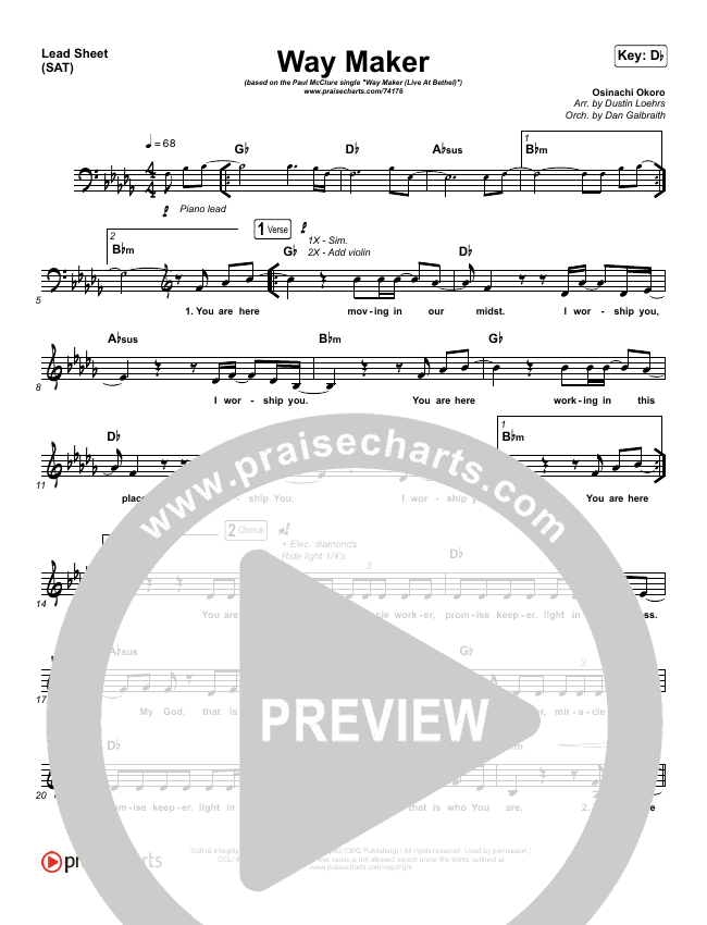 Way Maker (Live At Bethel) Sheet Music PDF (Paul McClure / Hannah ...