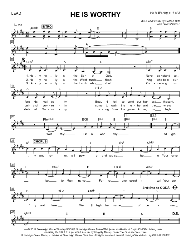 He Is Worthy Sheet Music PDF (Sovereign Grace) - PraiseCharts He Is Worthy Sheet Music PDF (Sovereign Grace) - PraiseCharts