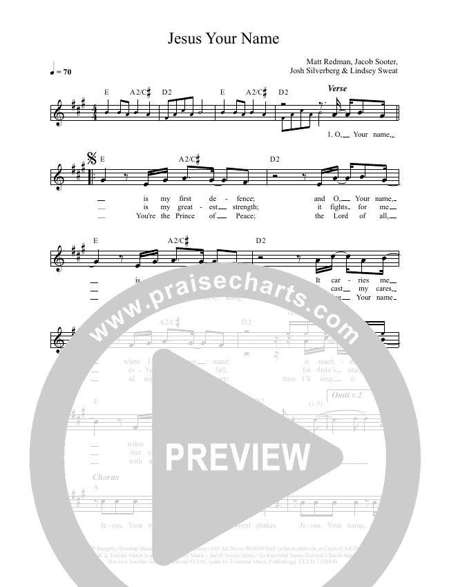 Jesus Your Name (Live) Sheet Music PDF (Matt Redman) - PraiseCharts